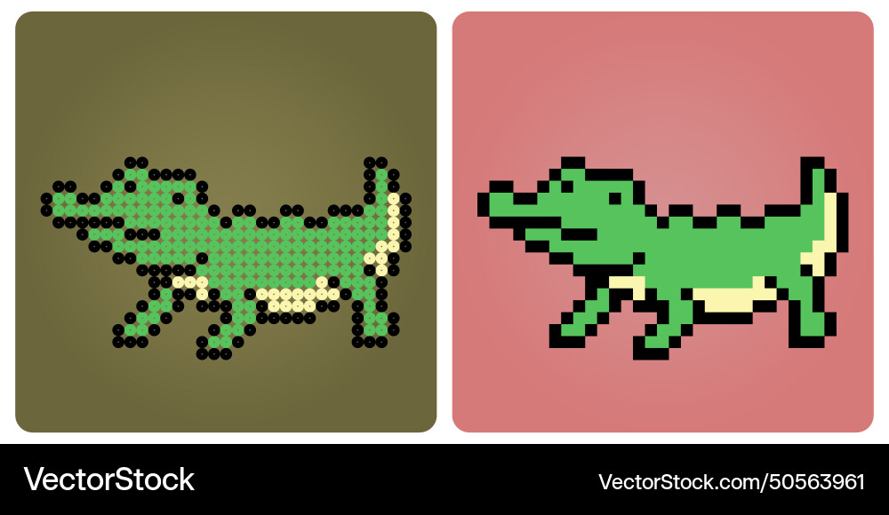 Krokodil in 8 Bit Pixel Kunst Lizenzfreies Vektorbild