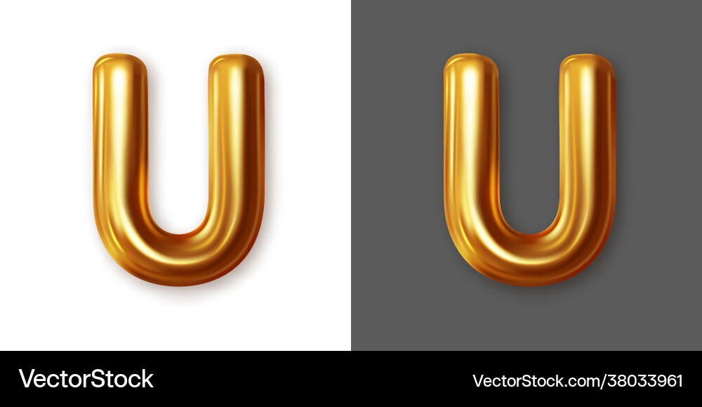 Metallic gold alphabet letter symbol - u Vector Image