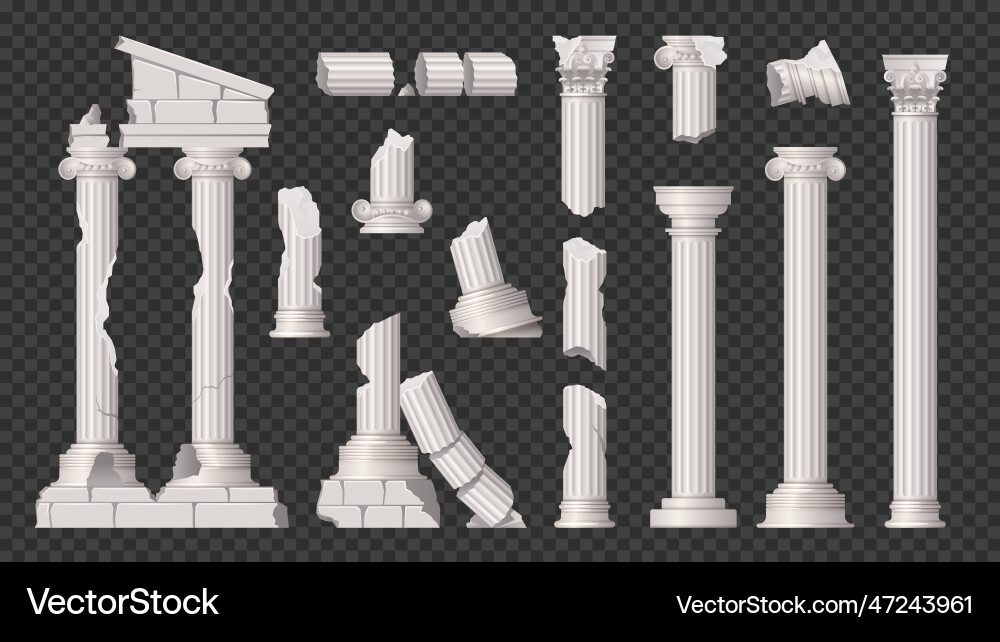 Realistic ancient ruins set Royalty Free Vector Image