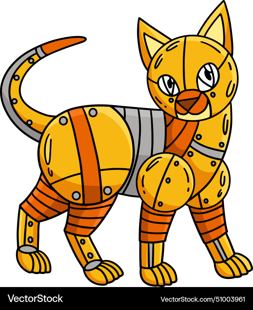 Robot cat cartoon colored clipart Royalty Free Vector Image