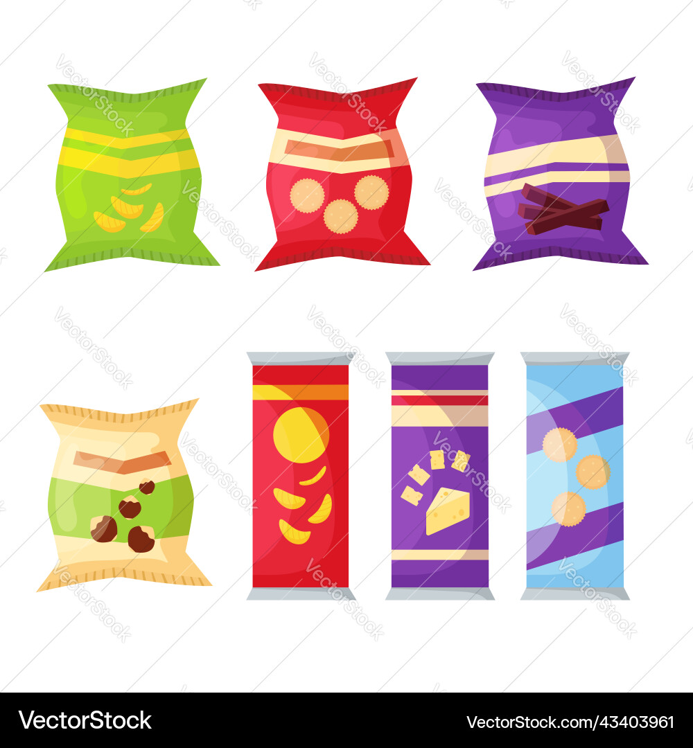 Snack Food Chip Pack Collection Royalty Free Vector Image