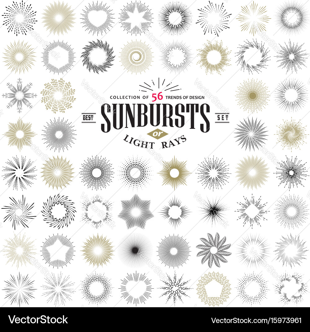 Sunburst Rays & Starburst Elements Royalty Free Vector