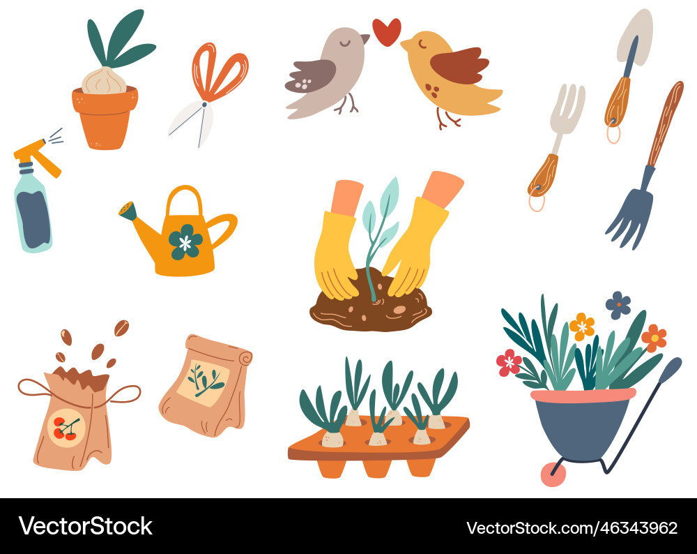 0167 gardening Royalty Free Vector Image - VectorStock