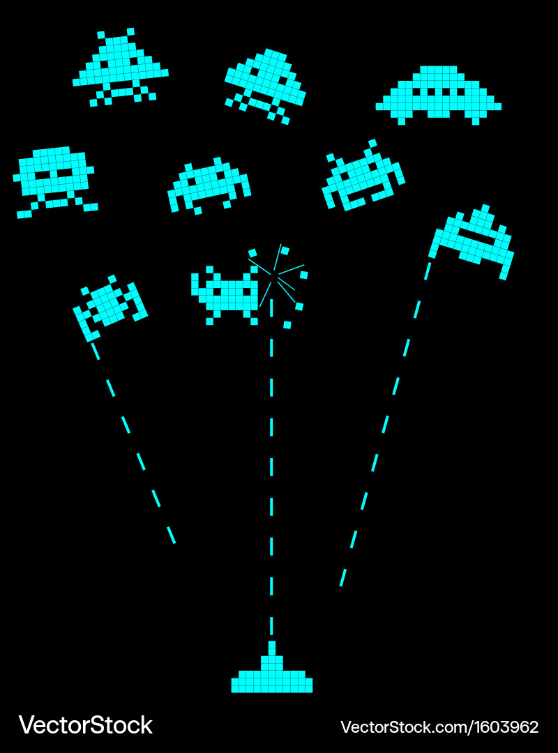 Battle with space invaders Royalty Free Vector Image