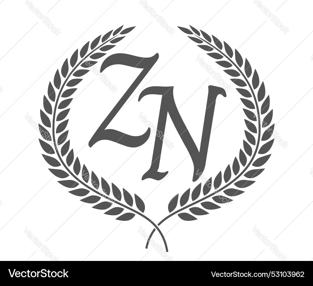 Initial letter z and n zn monogram logo design Vector Image