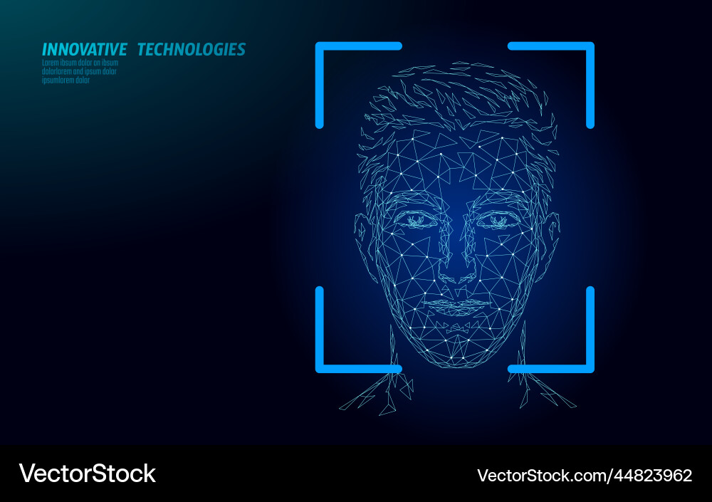 Low poly female human face biometric Royalty Free Vector
