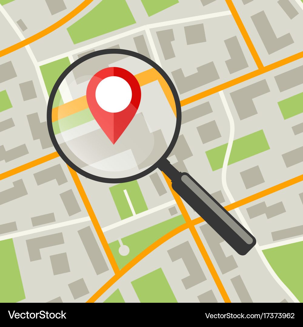 Map with magnifier Royalty Free Vector Image - VectorStock