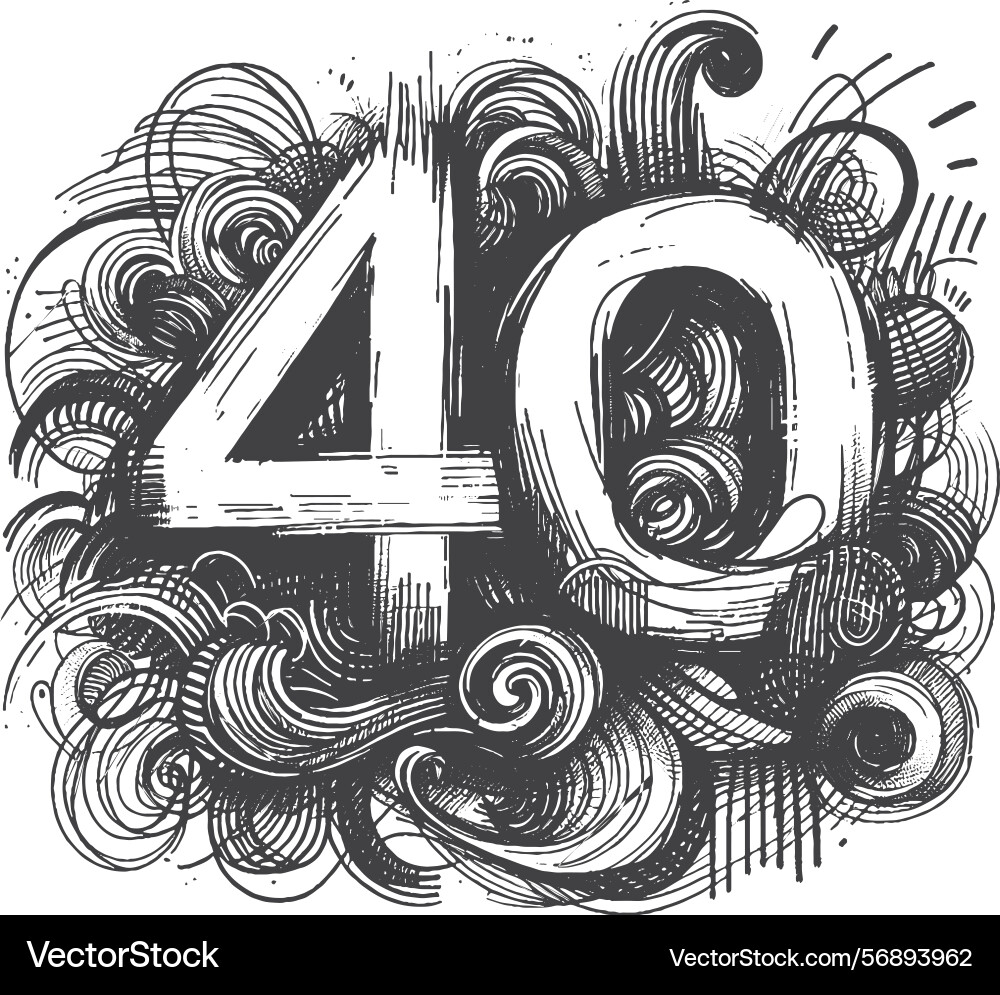 Vintage hand-drawn sketch style number 40 Vector Image