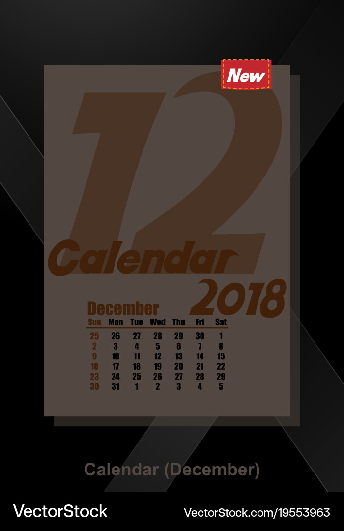 Calendar ui december image Royalty Free Vector Image