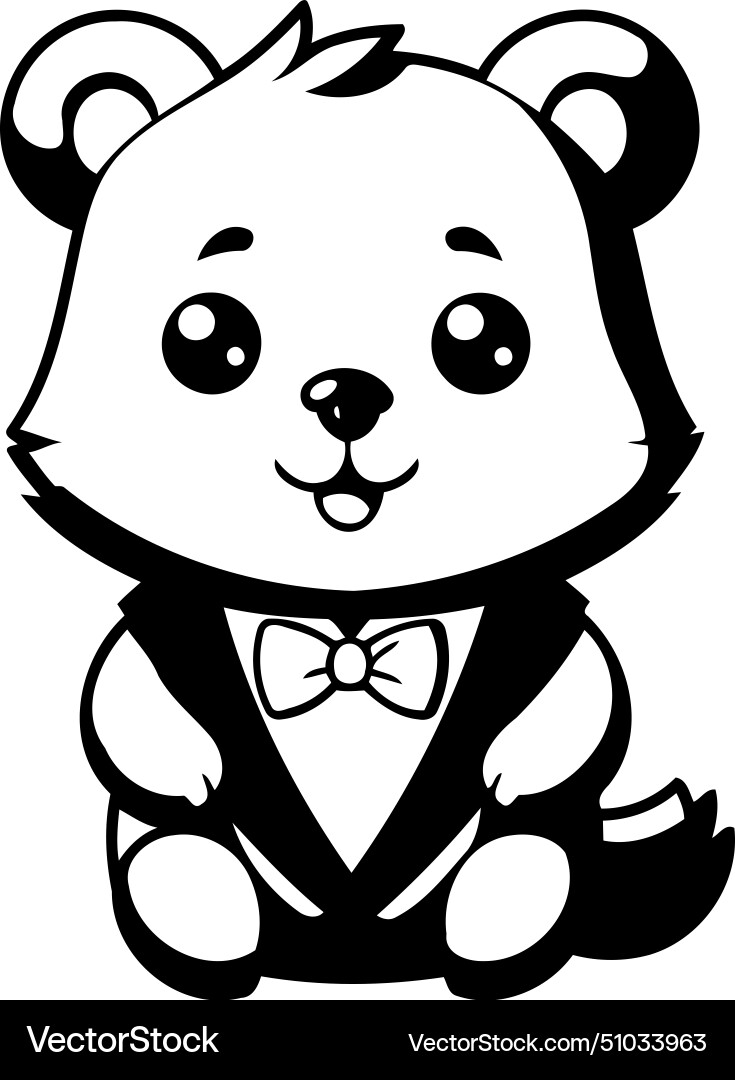 Cute cartoon beaver in a bow tie Royalty Free Vector Image