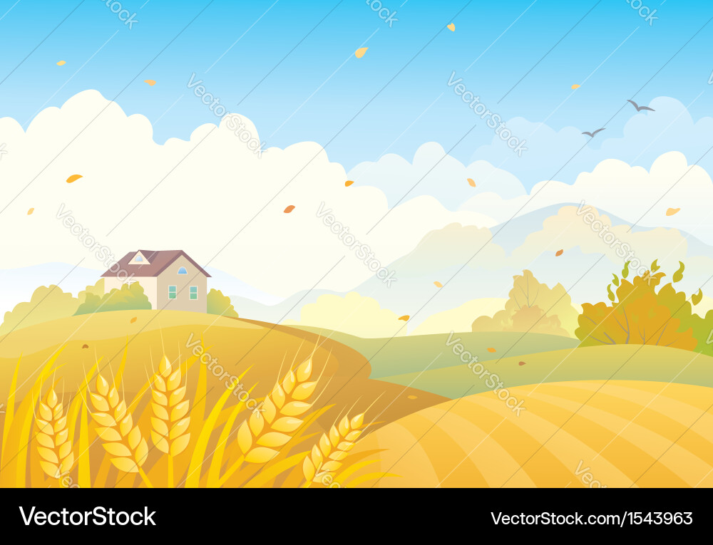 Fall fields Royalty Free Vector Image - VectorStock