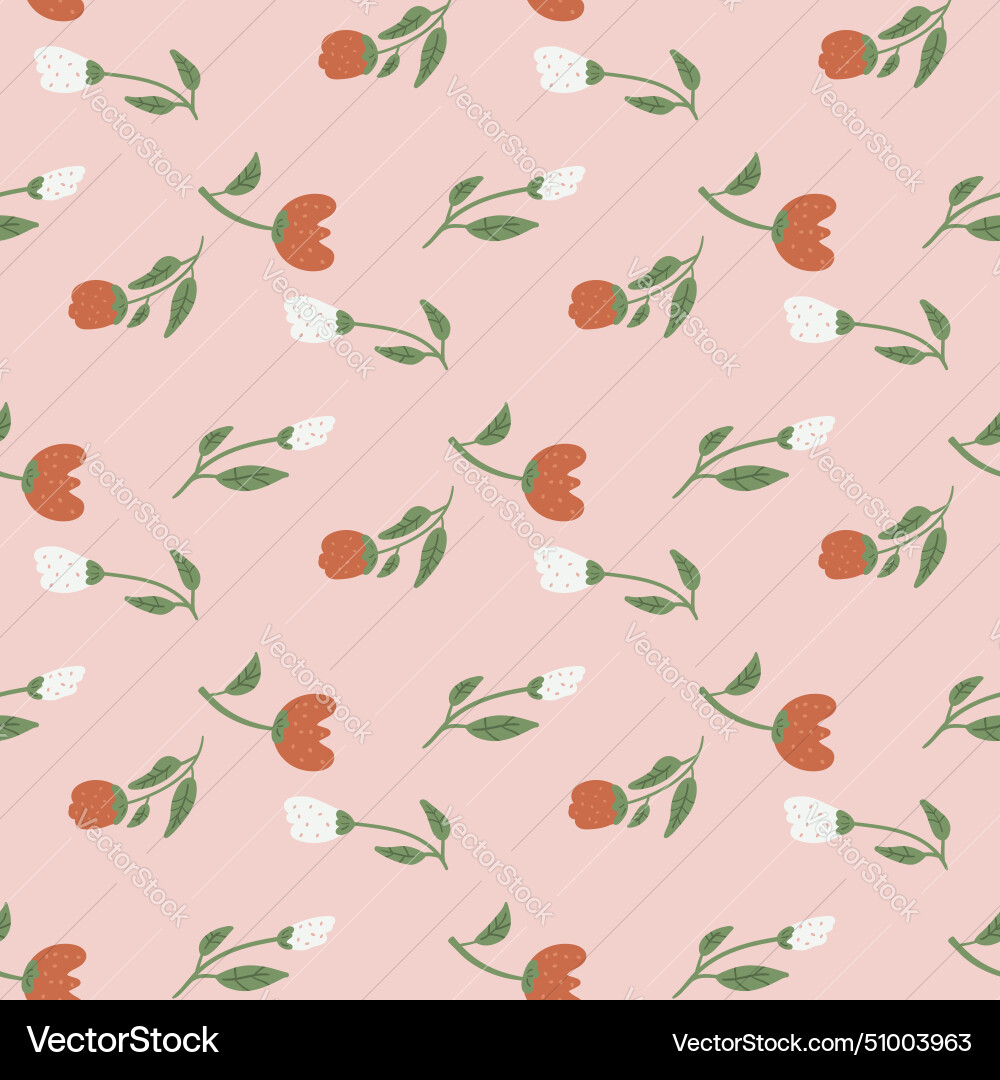 Flowers seamless pattern red and white Royalty Free Vector