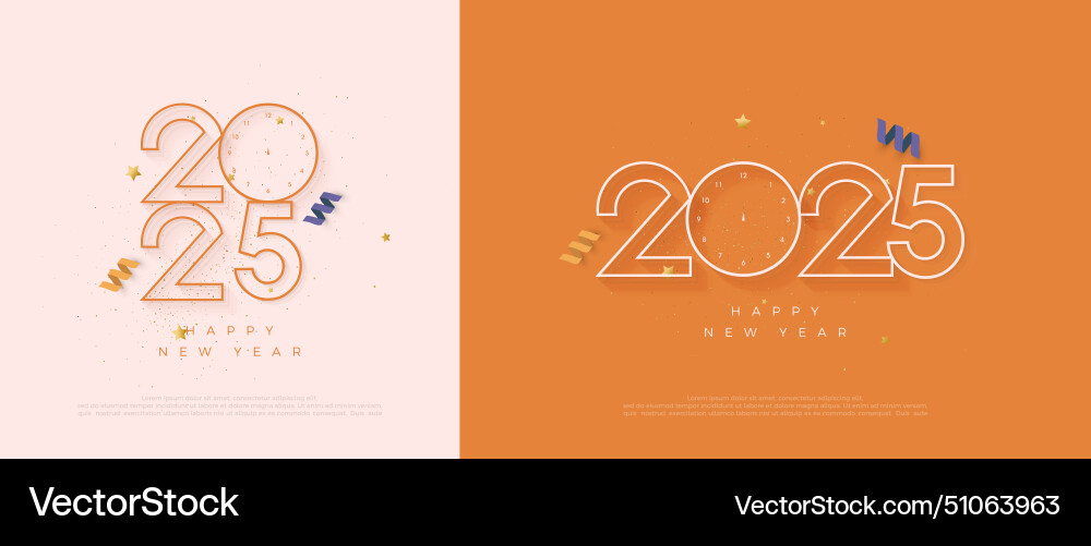 Modern and unique number 2025 with line Royalty Free Vector