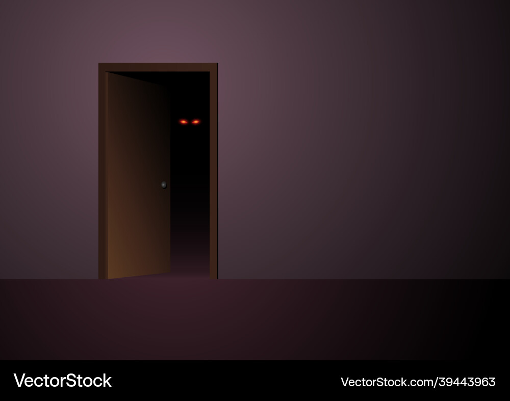 Scary evil eyes lurking from a dark room Vector Image