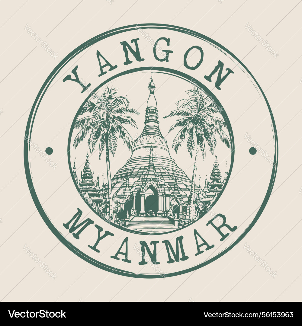 Yangon myanmar stamp city postmark Royalty Free Vector Image