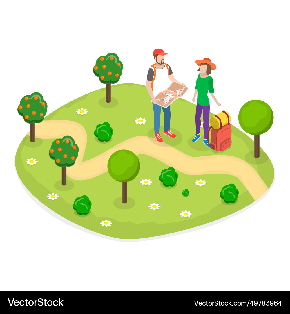 3d isometric flat set of trail adventures Vector Image