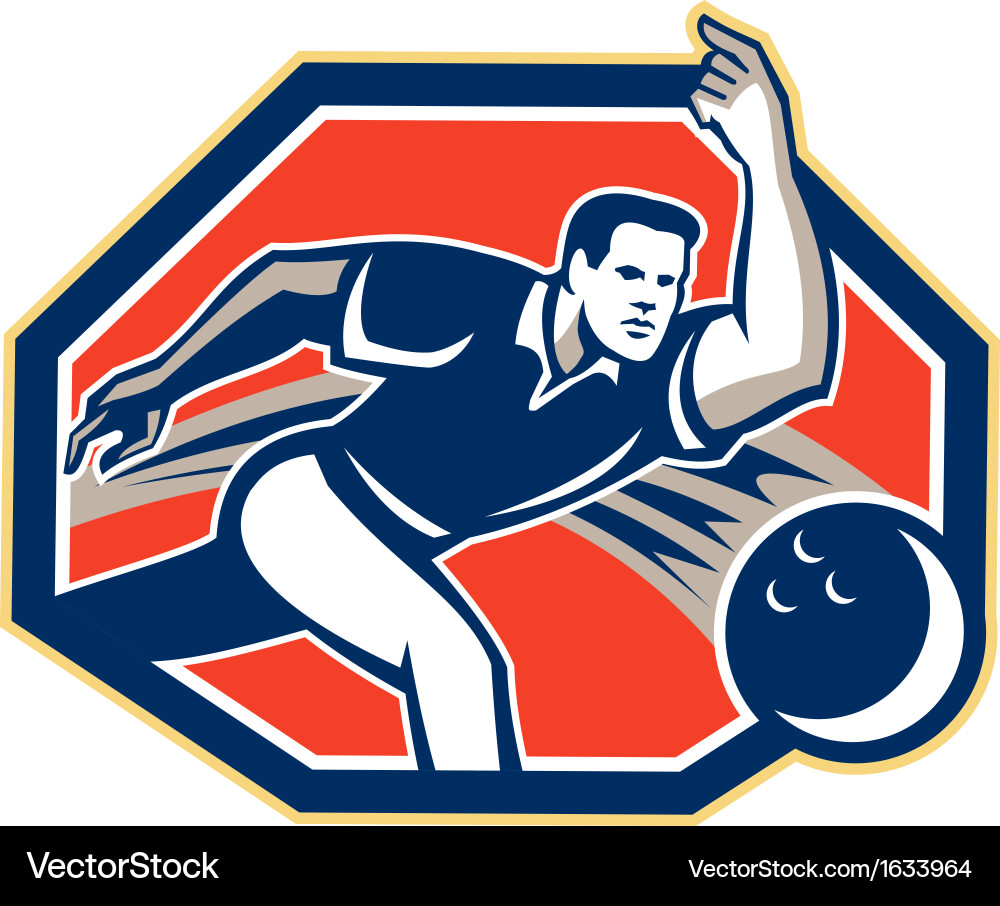 Bowler throw bowling ball retro Royalty Free Vector Image