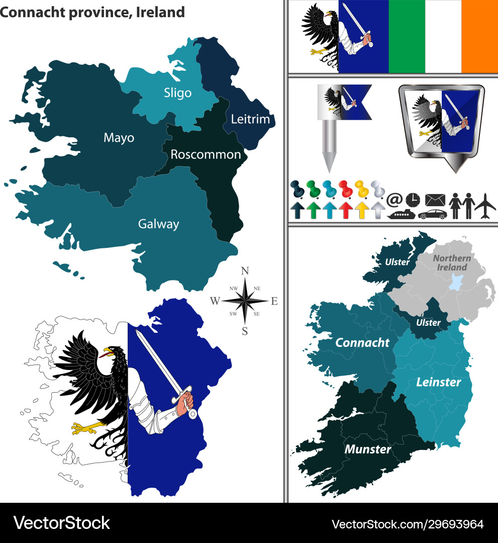 Connacht province ireland Royalty Free Vector Image