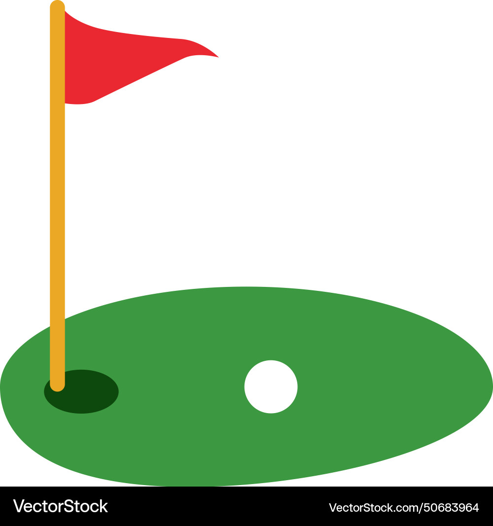 Golf course green with flag icon flagstick Vector Image