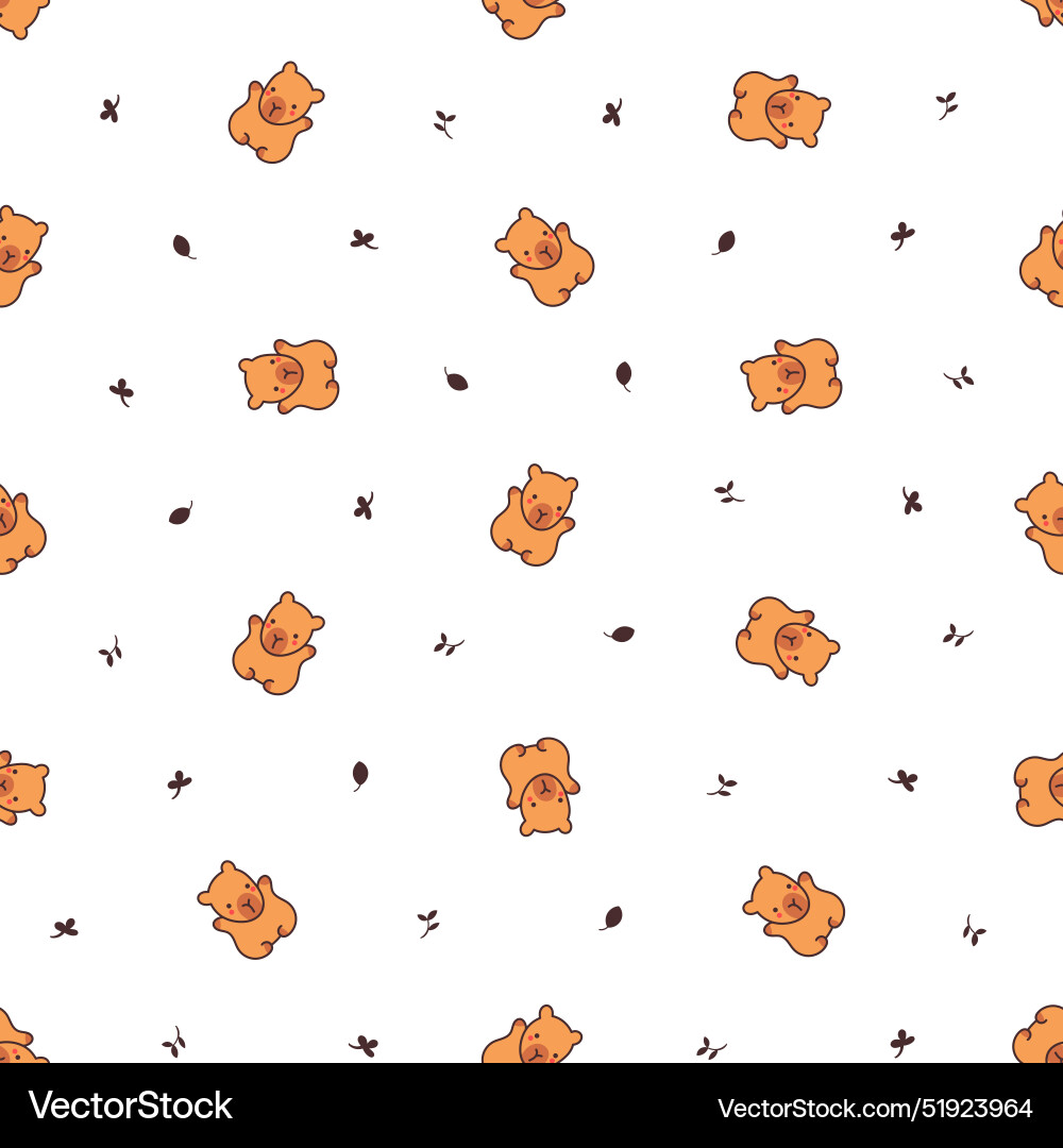 Kawaii happy capybara seamless pattern Royalty Free Vector