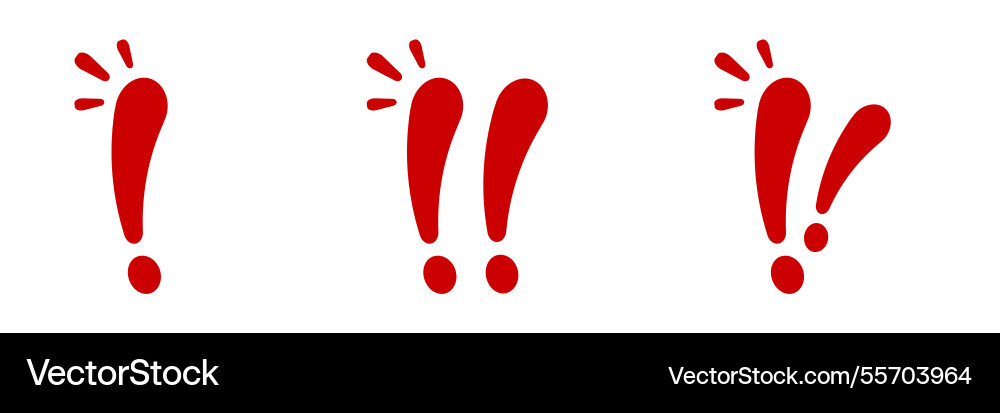 Three red exclamation marks with vibrant motion Vector Image