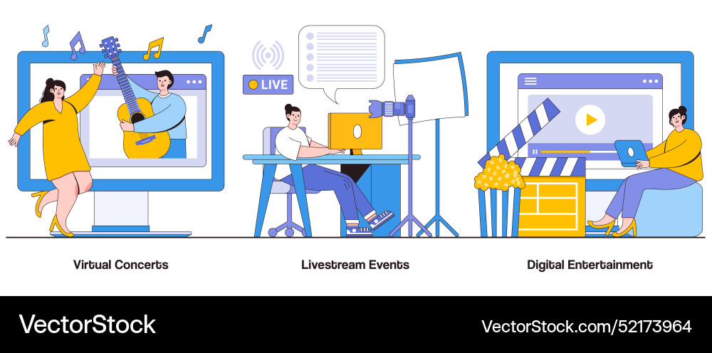 Virtual concerts livestream events digital Vector Image