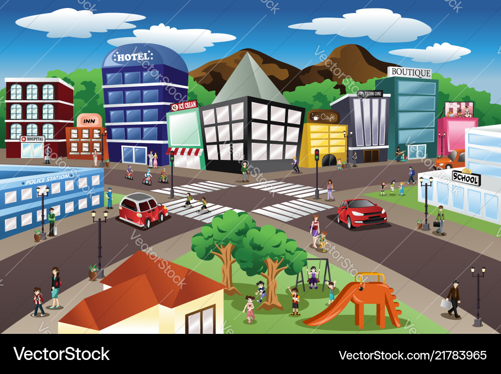 City scene Royalty Free Vector Image - VectorStock