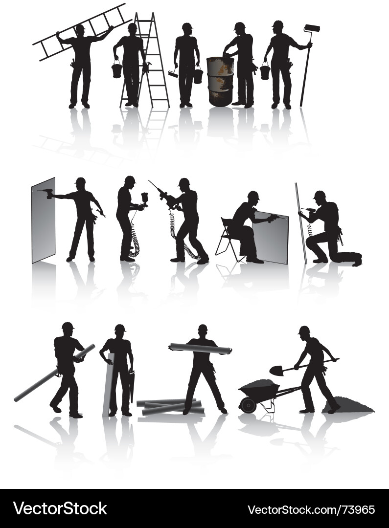 Construction Worker Silhouettes Royalty Free Vector Image
