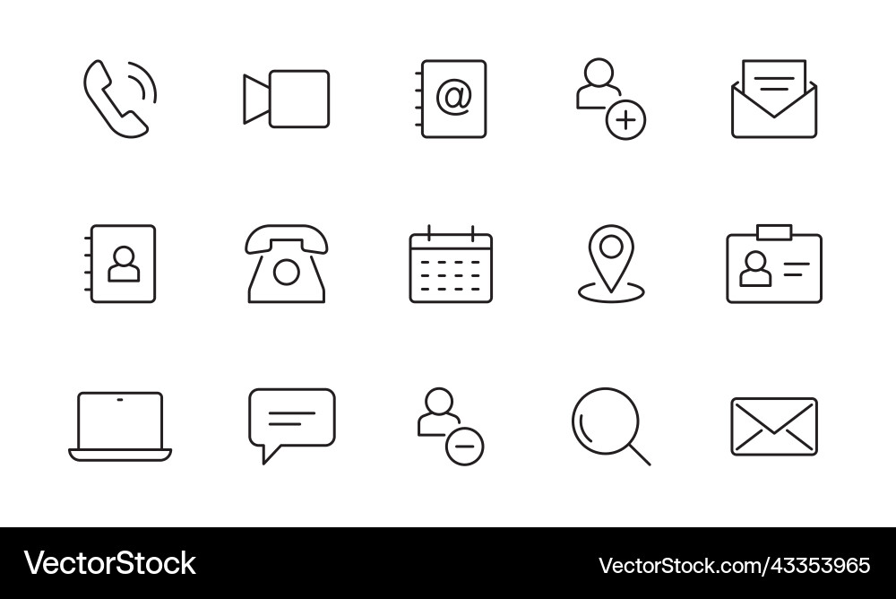 Contact address line icon set mail telephone Vector Image