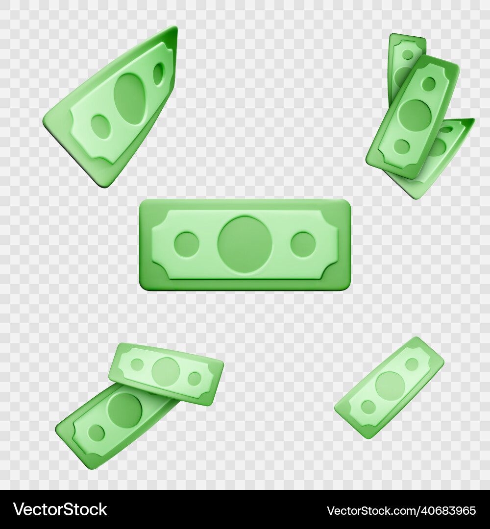 Dollar banknote green paper bill fly cartoon Vector Image