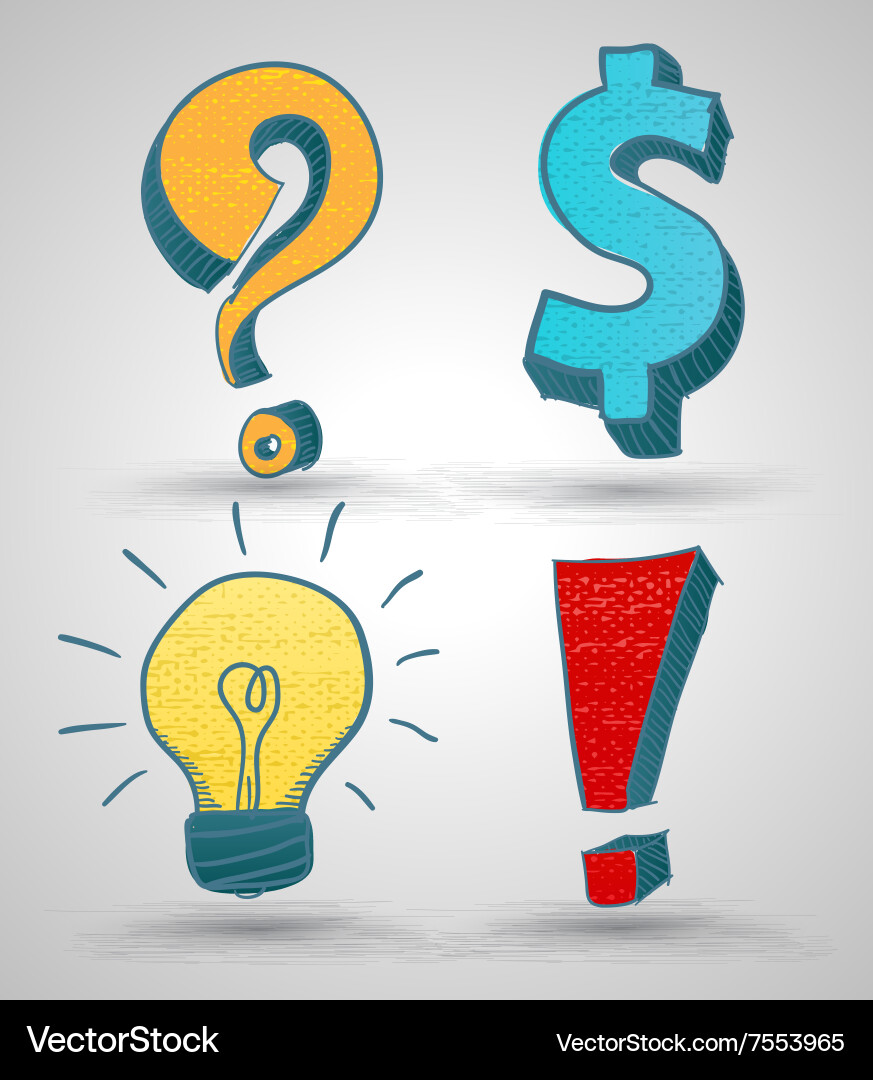 Doodle symbol set with texture Royalty Free Vector Image