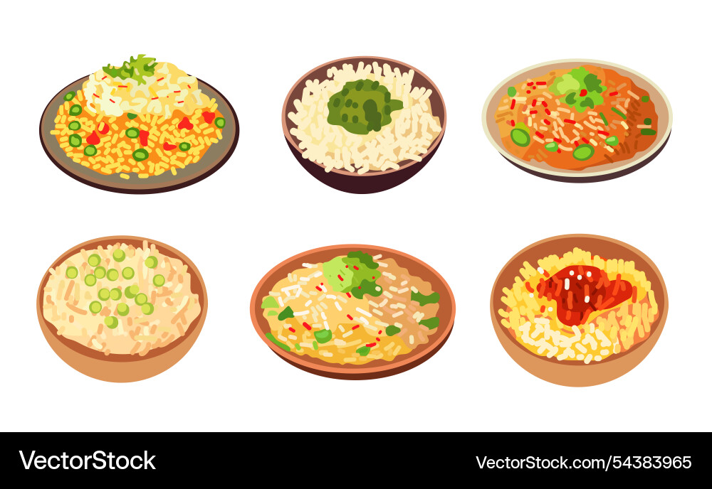 Fried rice set collection – Royalty-Free Vector | VectorStock