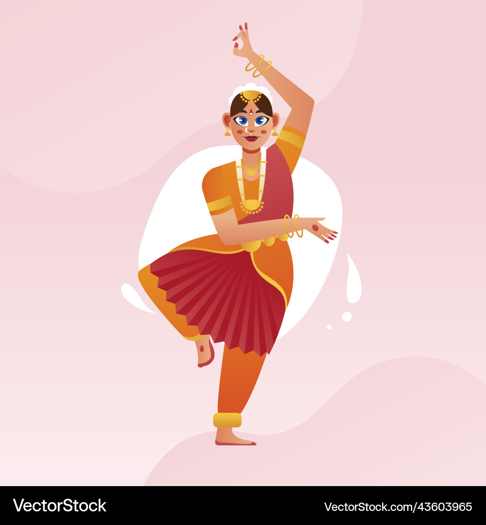Gradient bharatanatyam dance Royalty Free Vector Image