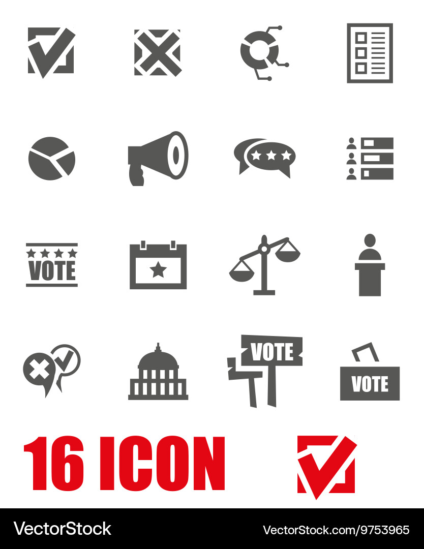 Grey election icon set Royalty Free Vector Image