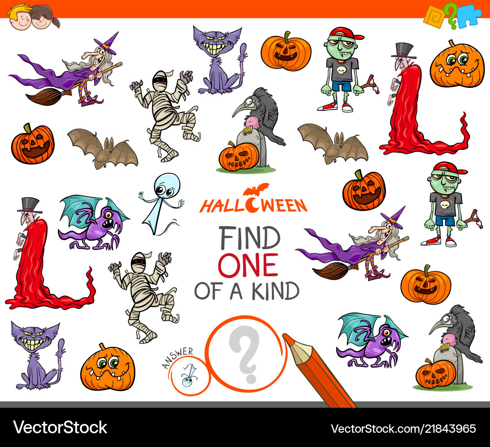 Halloween Find the Difference Game Royalty Free Vector Image