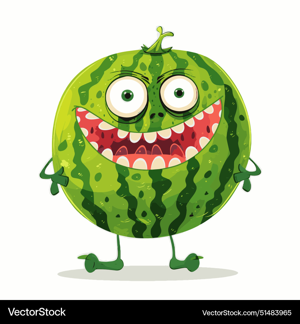 Happy watermelon monster fun and cute Royalty Free Vector
