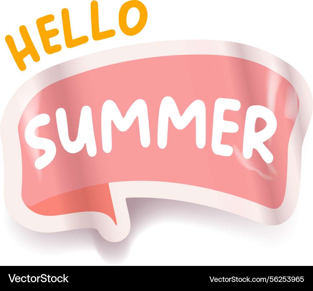 Hello summer pink groovy aesthetic sticker design Vector Image