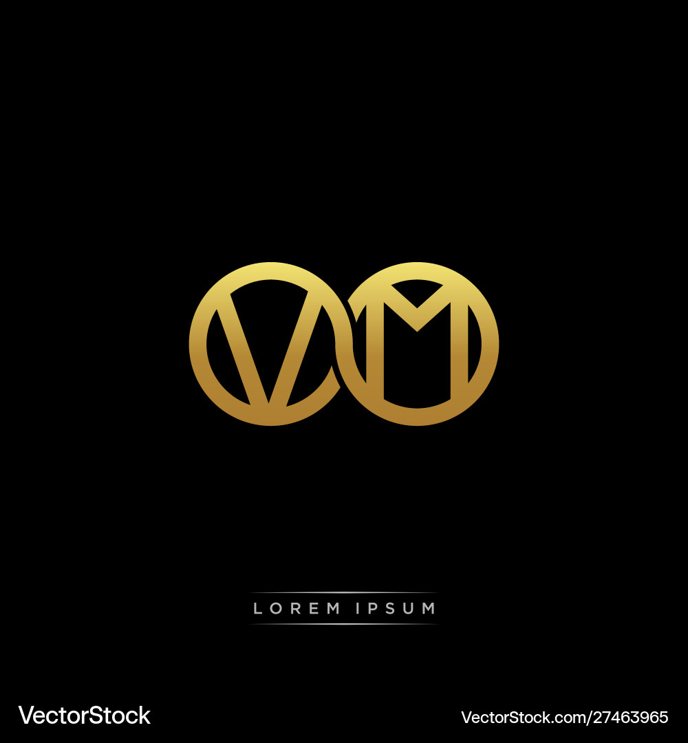MV Monogram Logo - Linked Circles Royalty Free Vector Image