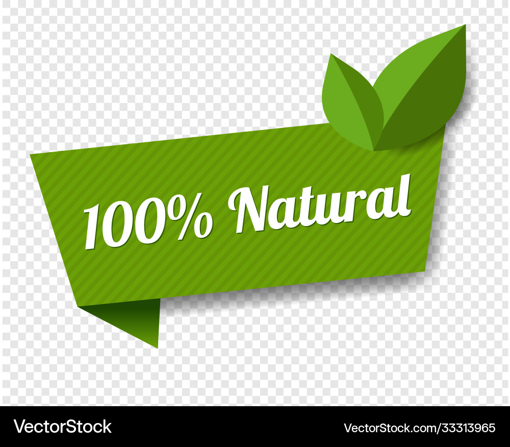 Natural label with leaves transparent background Vector Image