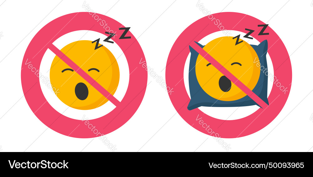 No sleep sign icon flat cartoon graphic set Vector Image