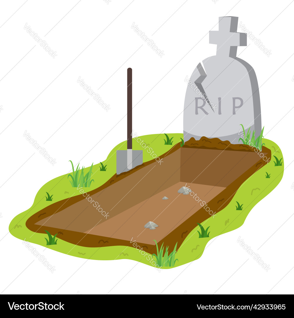 Open grave and headstone concept for halloween Vector Image