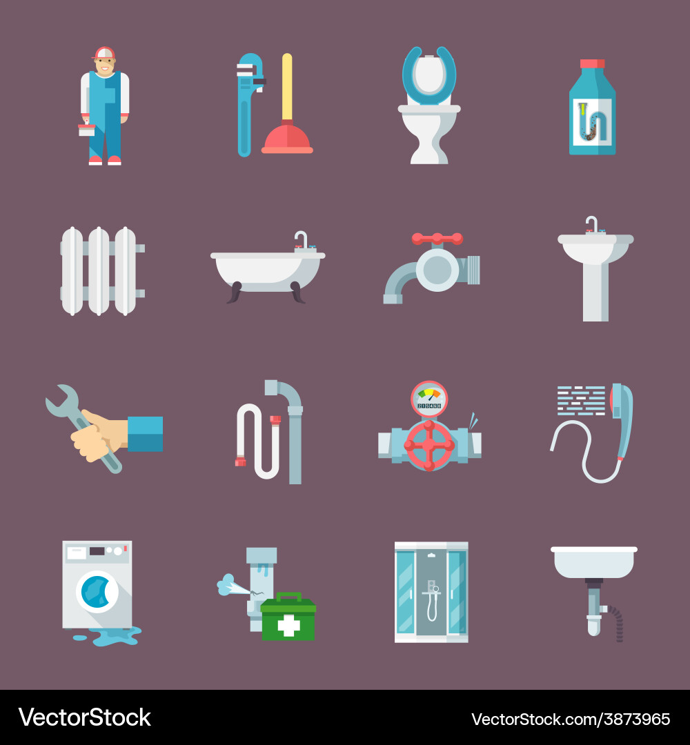 Plumbing icons set Royalty Free Vector Image - VectorStock