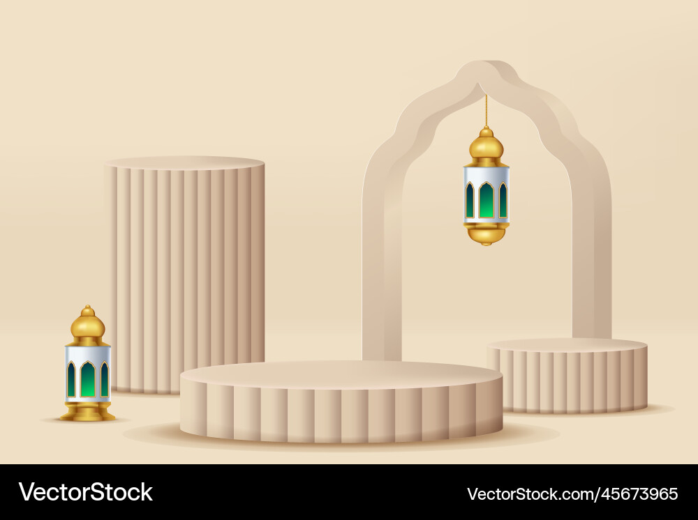 Realistic 3d islamic celebration Royalty Free Vector Image
