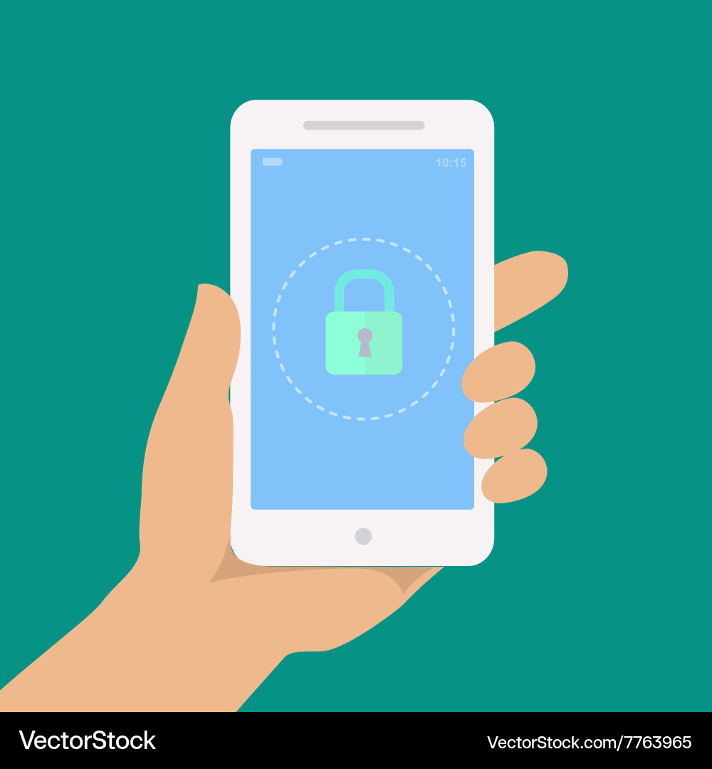 Smartphone lock screen hand hold Royalty Free Vector Image