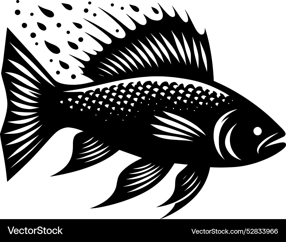 Big fish silhouette isolated on white background Vector Image