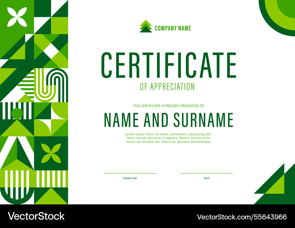 Environmental Appreciation Certificate Royalty Free Vector
