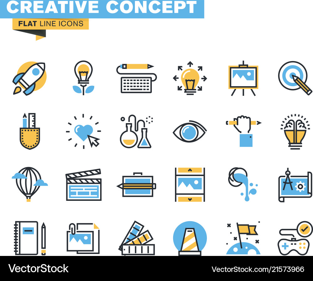 Flat line icon pack for designers and developers Vector Image