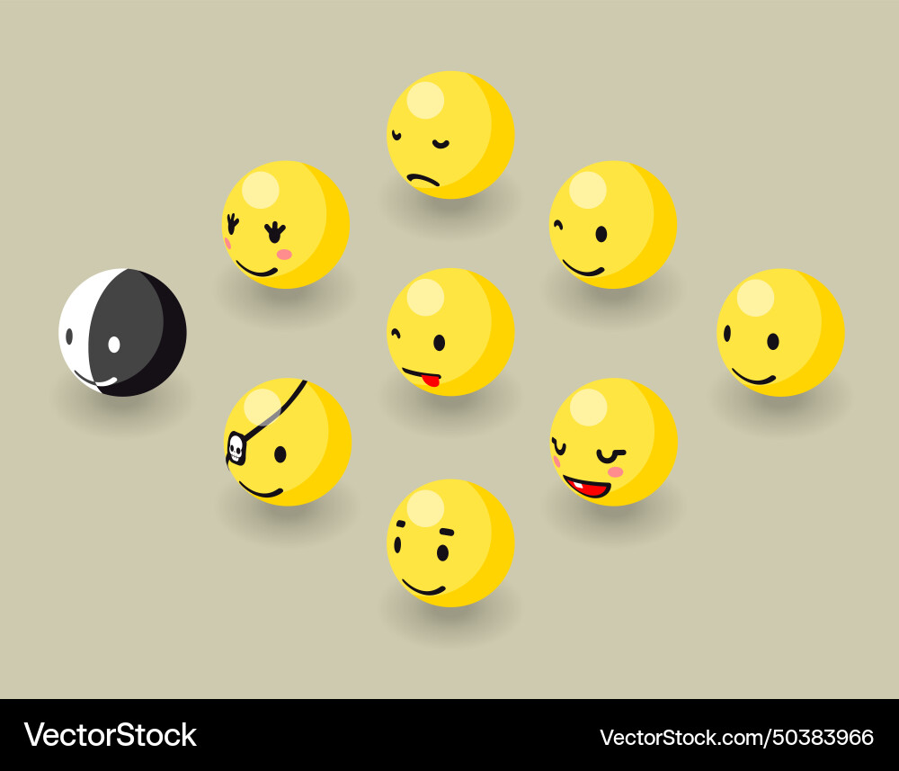 Isometric happy face bubbles game elements Vector Image