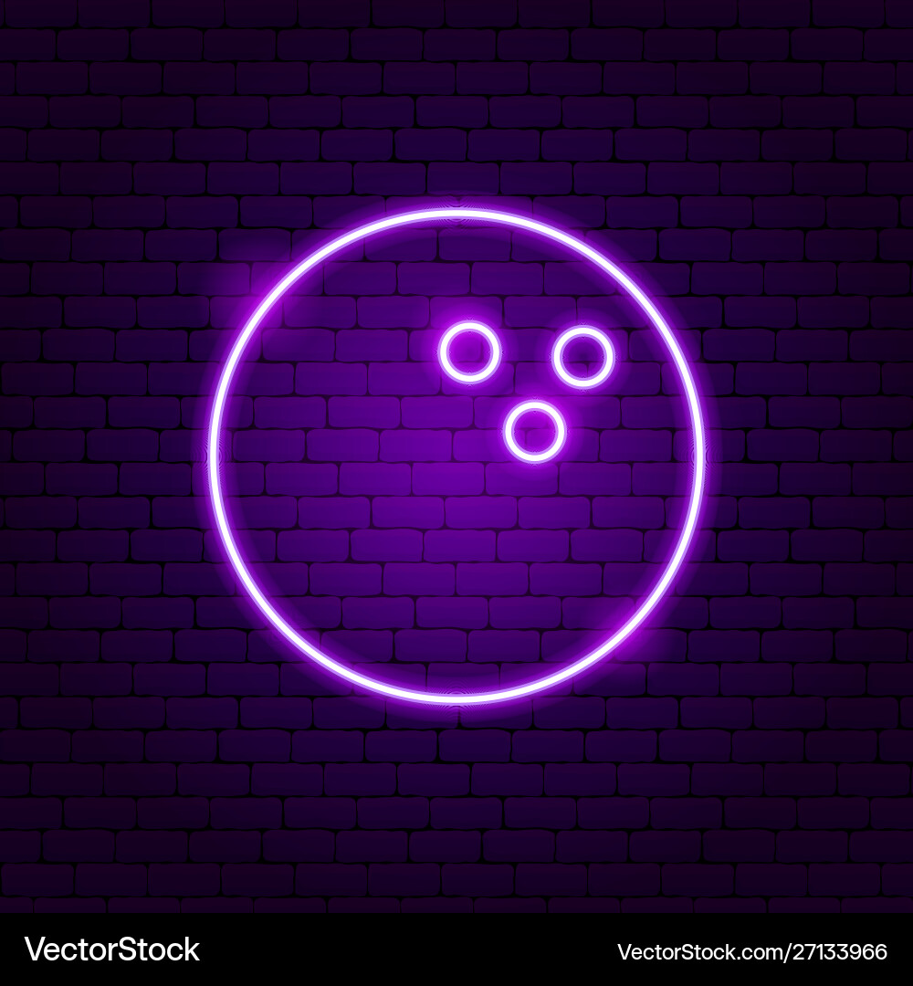 Neon Bowling Ball Sign Royalty Free Vector Image