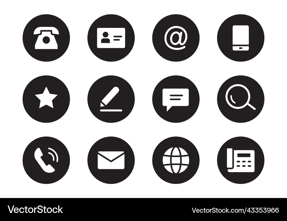 Phone email contact icon mail telephone address Vector Image